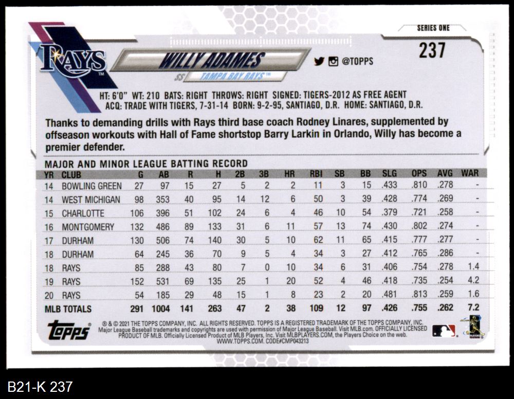 2021 Topps #237 Willy Adames
