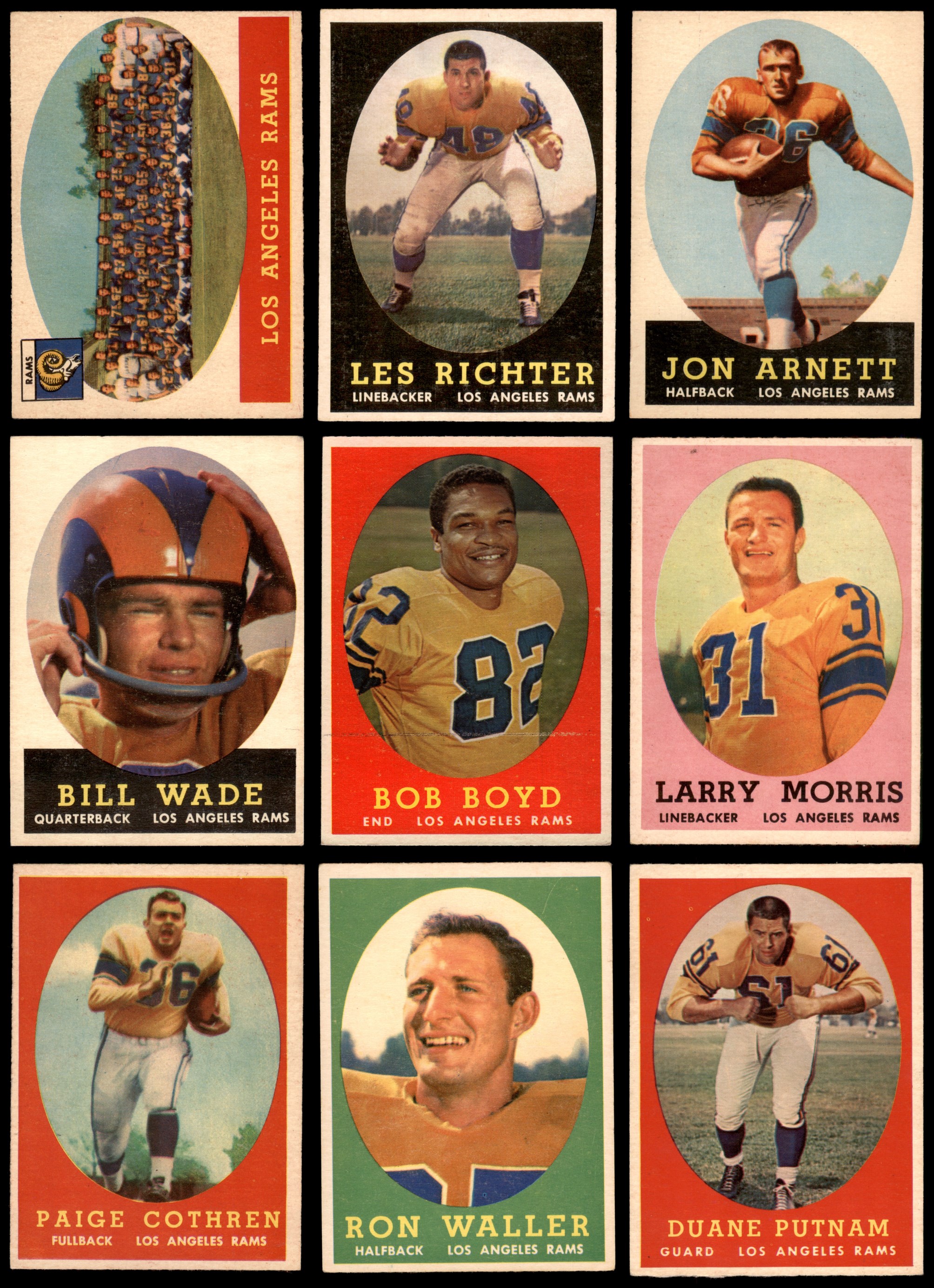1958 Topps Los Angeles Rams Team Set 5 - EX | eBay