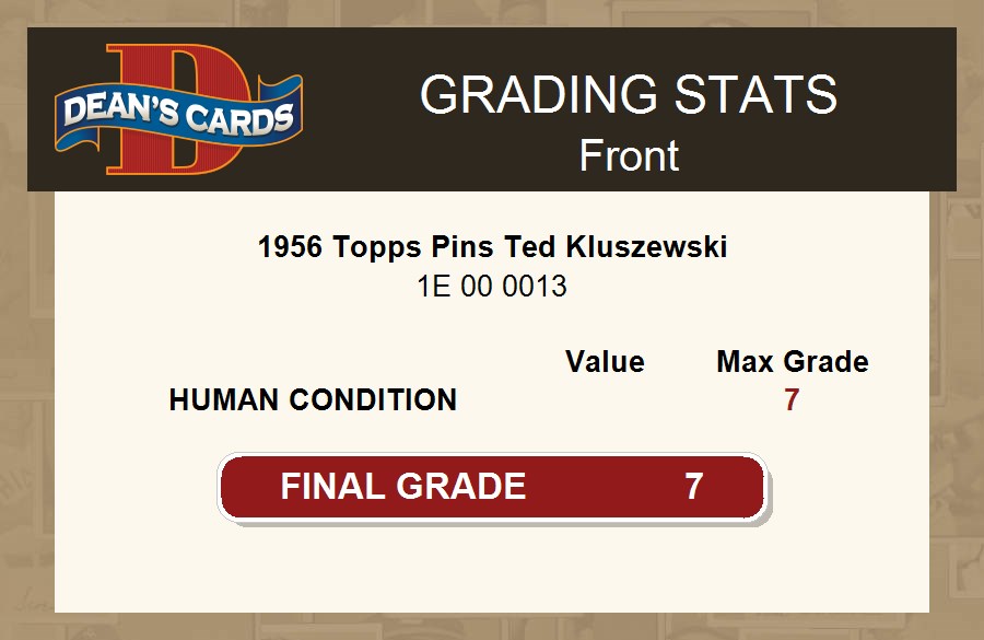 1956 Topps Pins Ted Kluszewski PSA 7 - NM