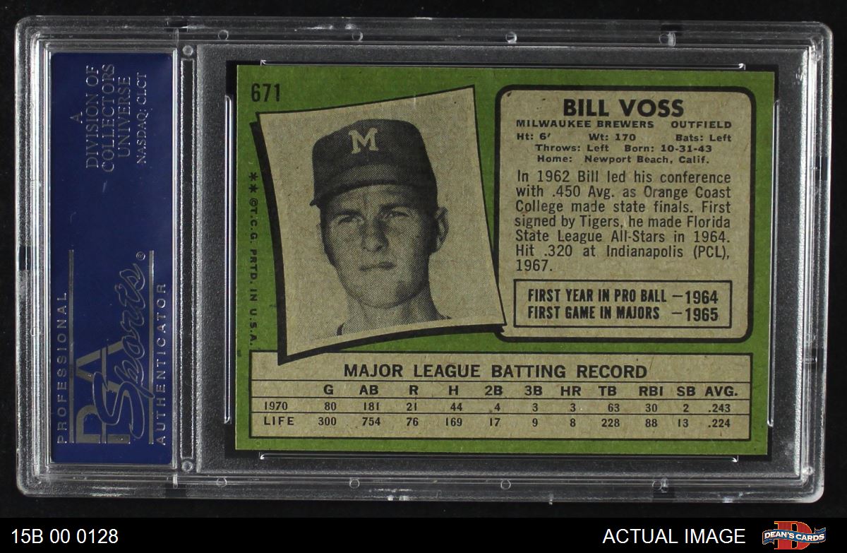1971 Topps #671 Bill Voss