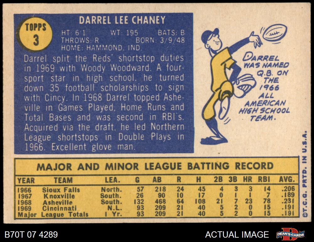 1970 Topps #3 Darrel Chaney