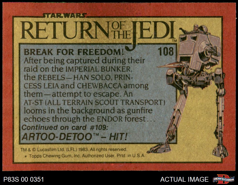 1983 Topps Star Wars Return of the Jedi #108 Break for Freedom! 7 - NM
