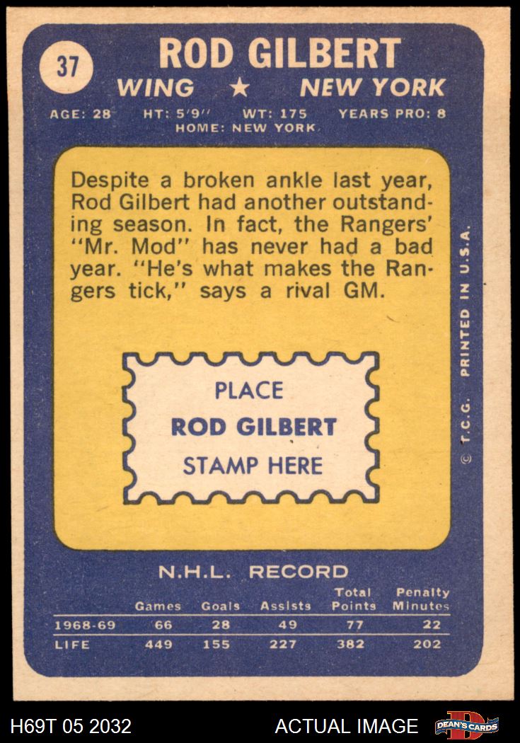 1969 Topps #37 Rod Gilbert