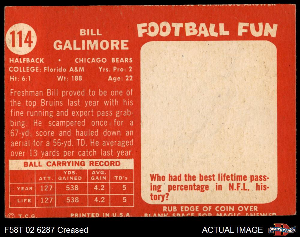 1958 Topps #114 Willie Galimore