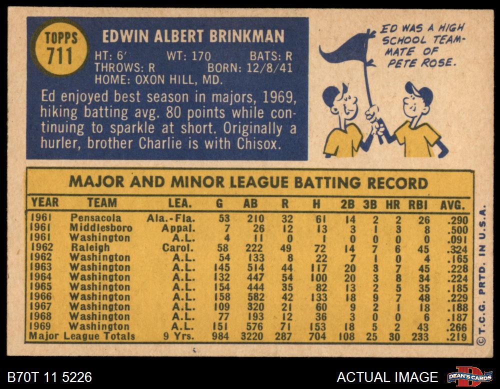 1970 Topps #711 Ed Brinkman