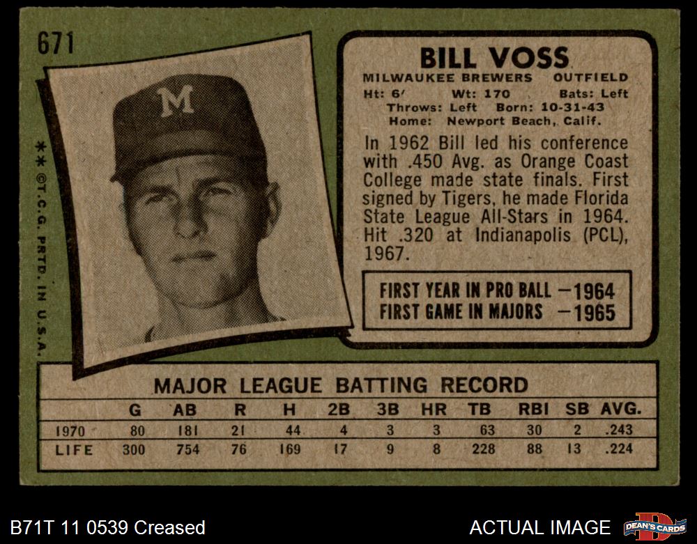 1971 Topps #671 Bill Voss