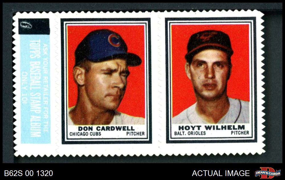 1962 Topps Stamp Panels Don Cardwell / Hoyt Wilhelm