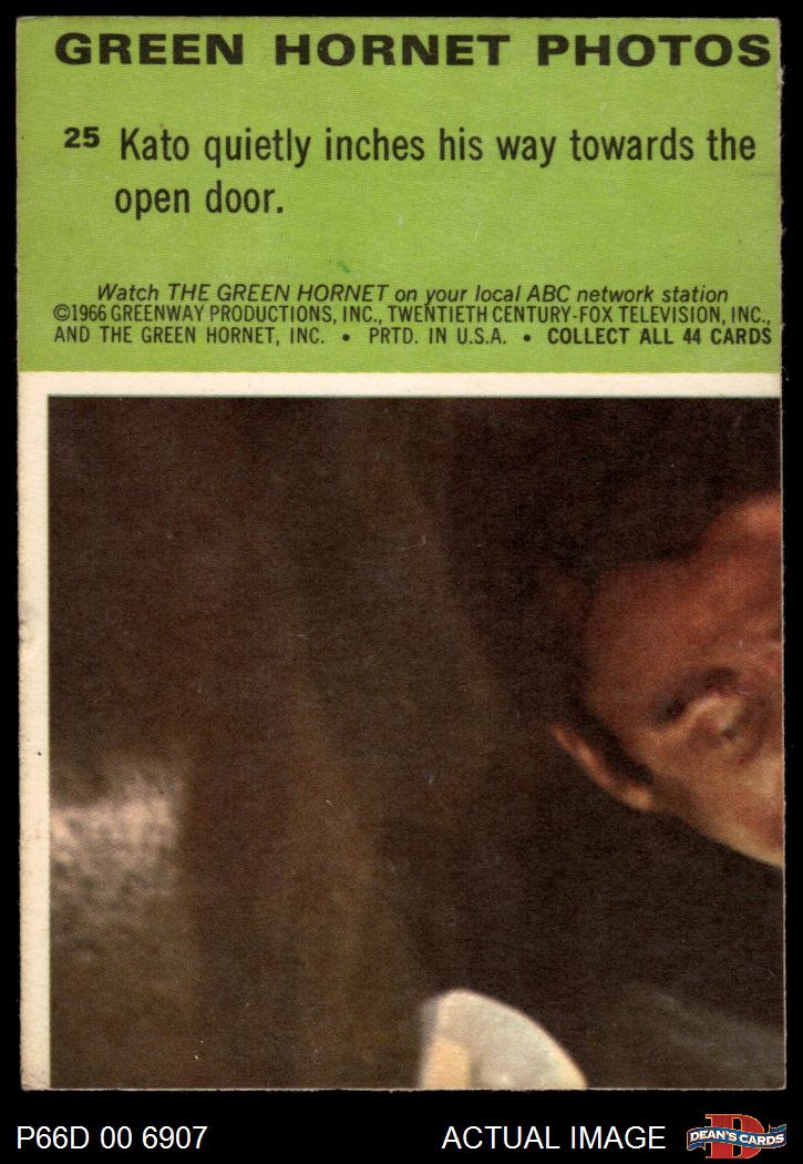 1966 Donruss Green Hornet #25 Kato Quietly Inches His Way Towards the ...